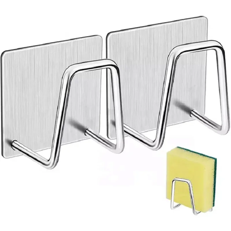 Sponges-Cleaning-Brush-Self-Adhesive-Drain-Drying-Rack-Wall-Hooks ...