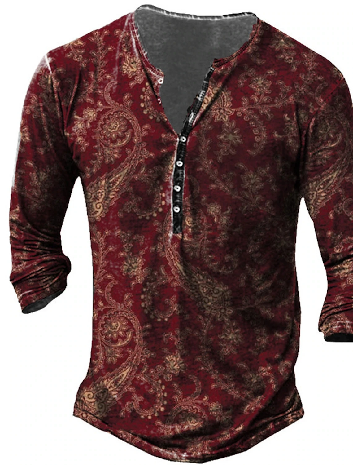 Vintage-Print-Button-V-Neck-Men-Punk-Street-Wear-Short-Sleeve-Goth-T ...