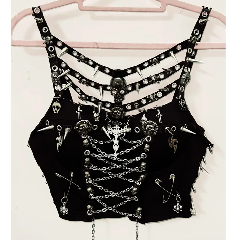 Rivets-Tank-Tops-Skull-top-vintage-tops-y2k-clothes-y2k-crop-top-gothic ...