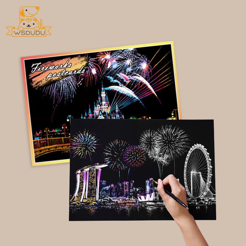 8PCS-Scratch-Cards-Cherry-Blossoms-Fireworks-Magic-Painting-Paper-Art ...