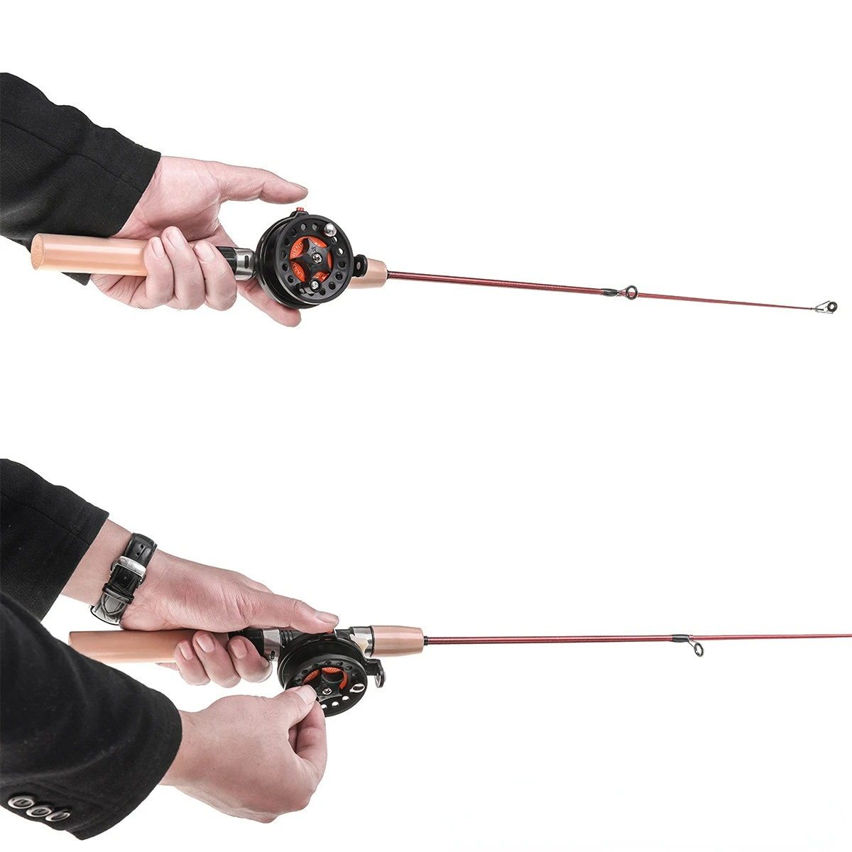 Outdoor Folded Mini Feeder Fishing Rods Metal Wheel Set Ice Fishing ...