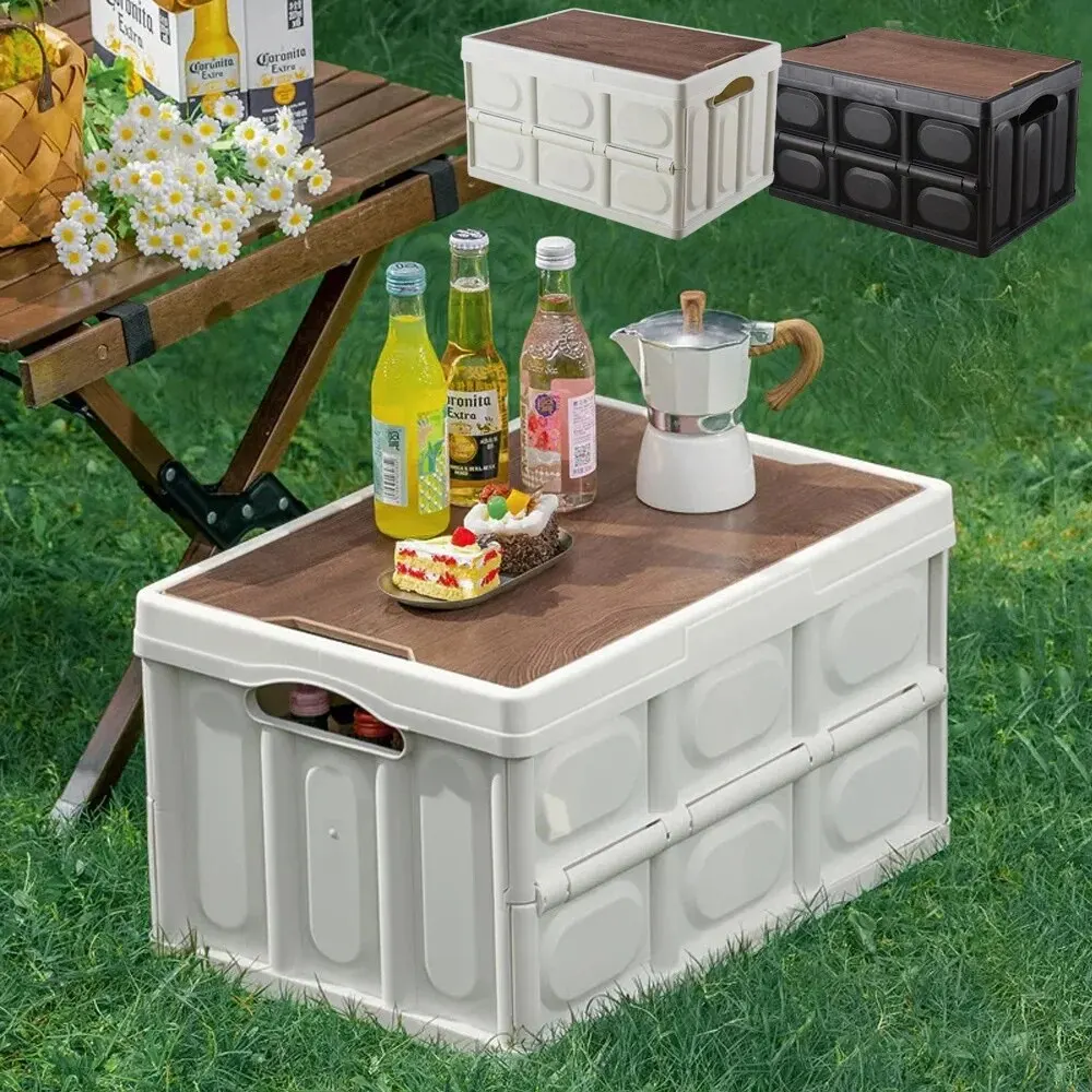 Outdoor-Camping-Folding-Box-With-Wooden-Lid-Car-Storage-Box-Food ...