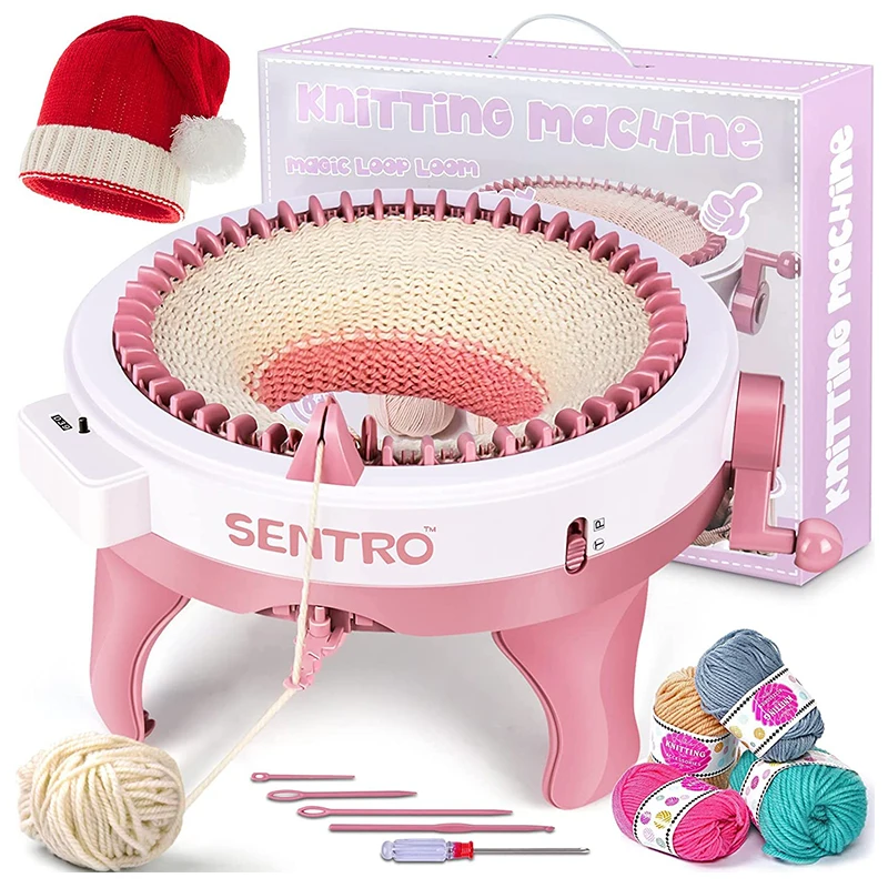 48-Needles-Handmade-Knitting-Machine-with-4-Rolls-of-Randomly-Colored ...