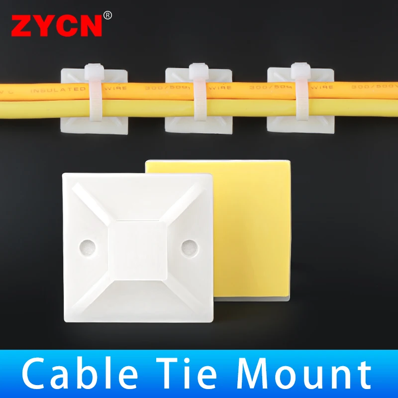 100Pcs Cable Zip Tie Mount Car Wire Removable Wall 20*20 Mount Clip ...