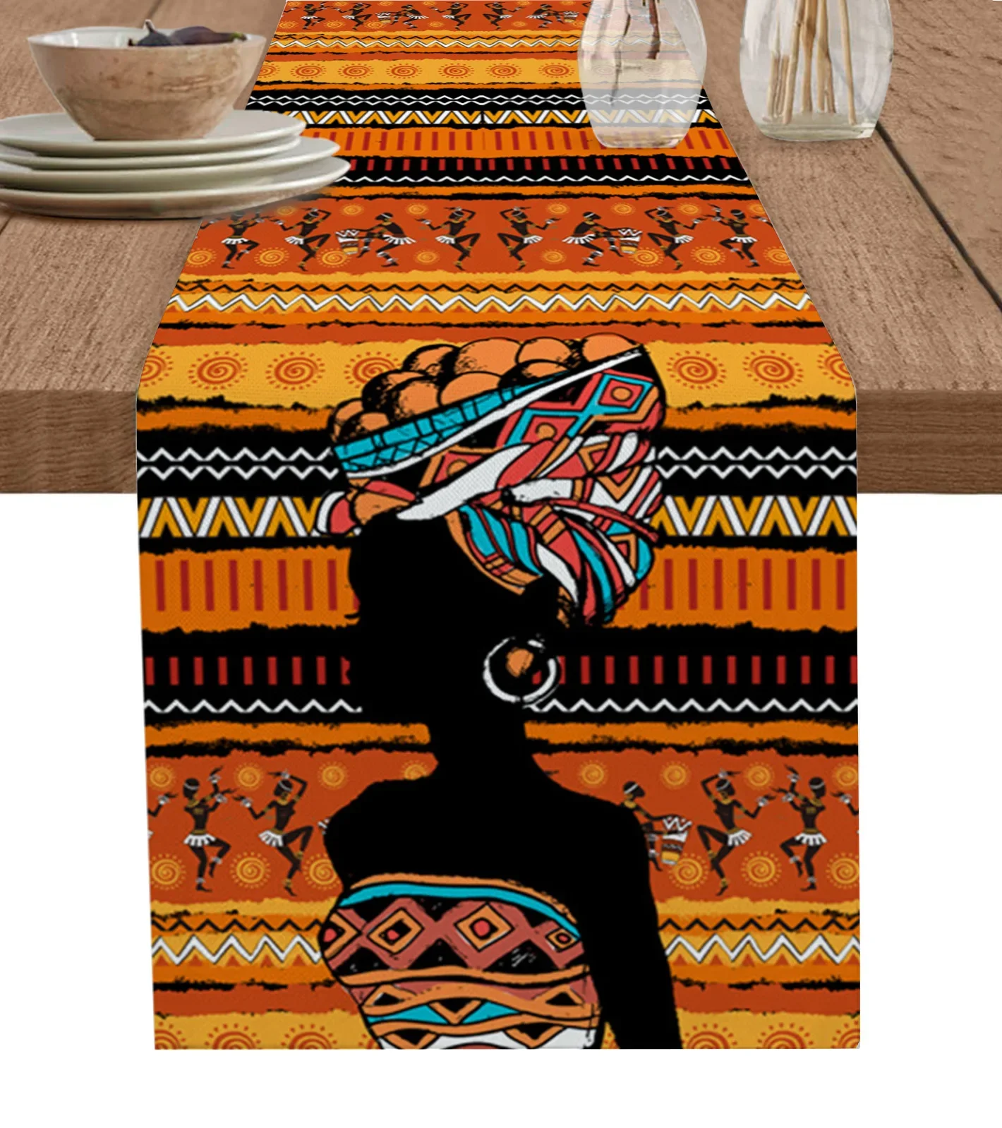 Ethnic-Style-African-Women-Black-Folk-Costume-Table-Runner-Decoration ...