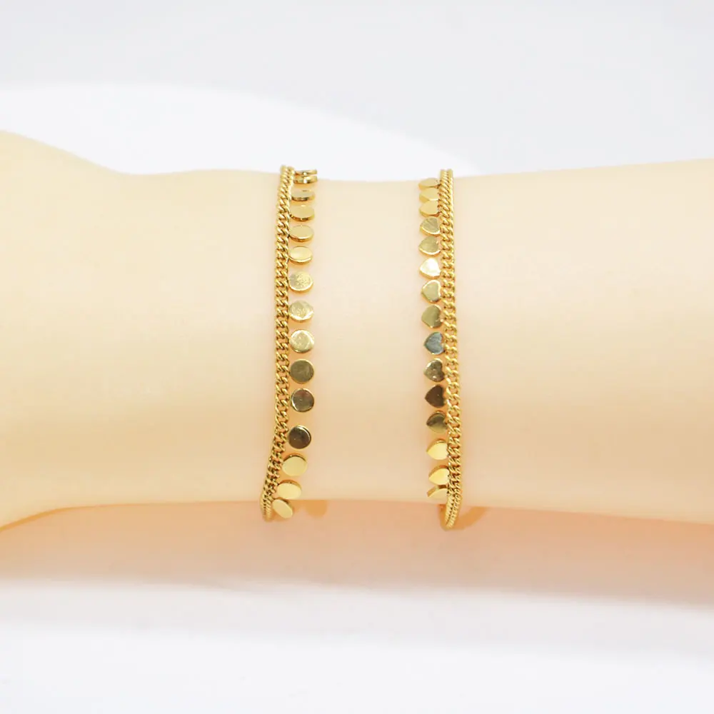 Fashion-Gold-Plated-Stainless-Steel-Bracelet-for-Women-Tassel-Heart-Elegant-Bracelet-Men ...