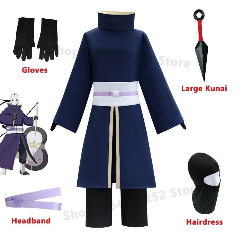 Halloween Anime Uchiha Obito Cosplay Costume Coat Pants Belt Gloves ...