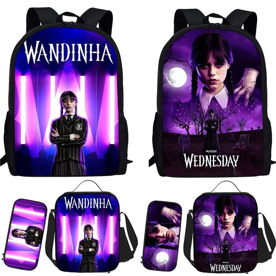 Wednesday Addams Kids Backpack 3Pcs/Set Figure Printed Kindergarten ...