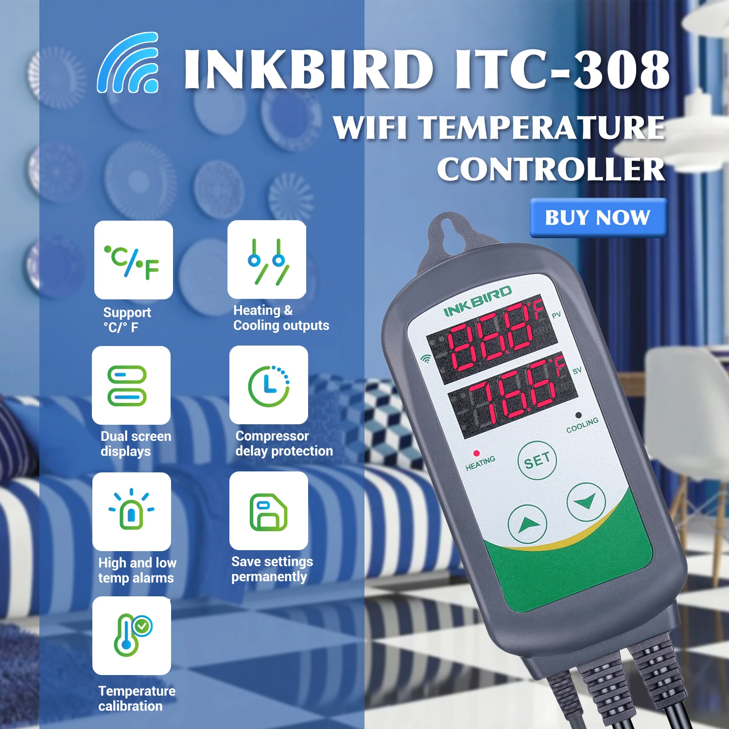 INKBIRD-ITC-308-WiFi-Thermostat-Controllers-Greenhouse-Heating-Cooling ...