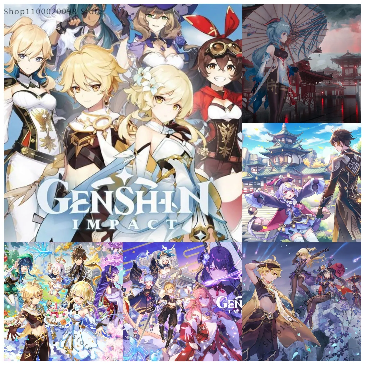 Pop-jogo-genshin-impacto-poster-impress-o-cen-rio-anime-zhongli-xiao ...