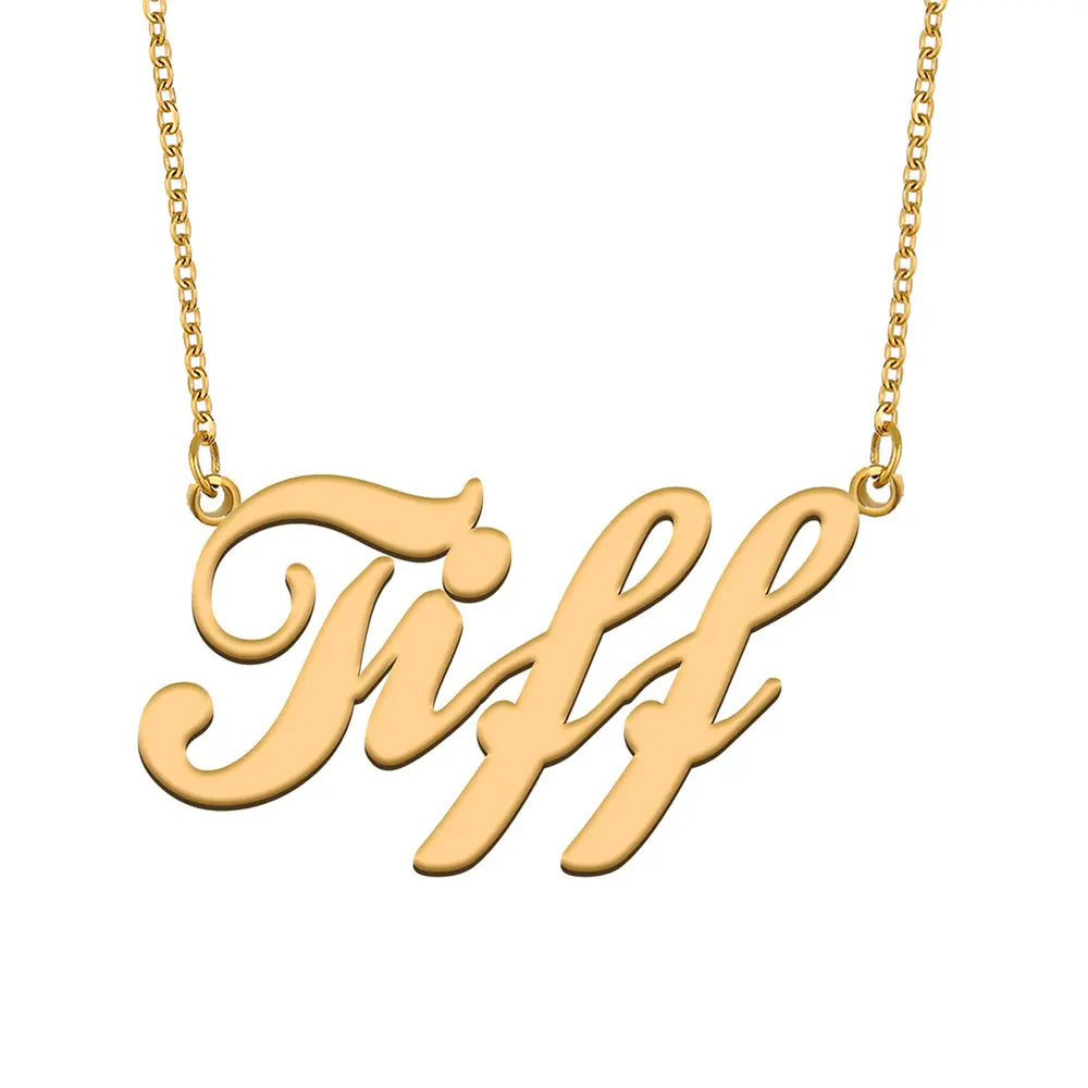 Tiff Name Necklace For Women Stainless Steel Jewelry Gold Plated Nameplate Chain Pendant Femme Mothers Girlfriend Gift Necklace AliExpress