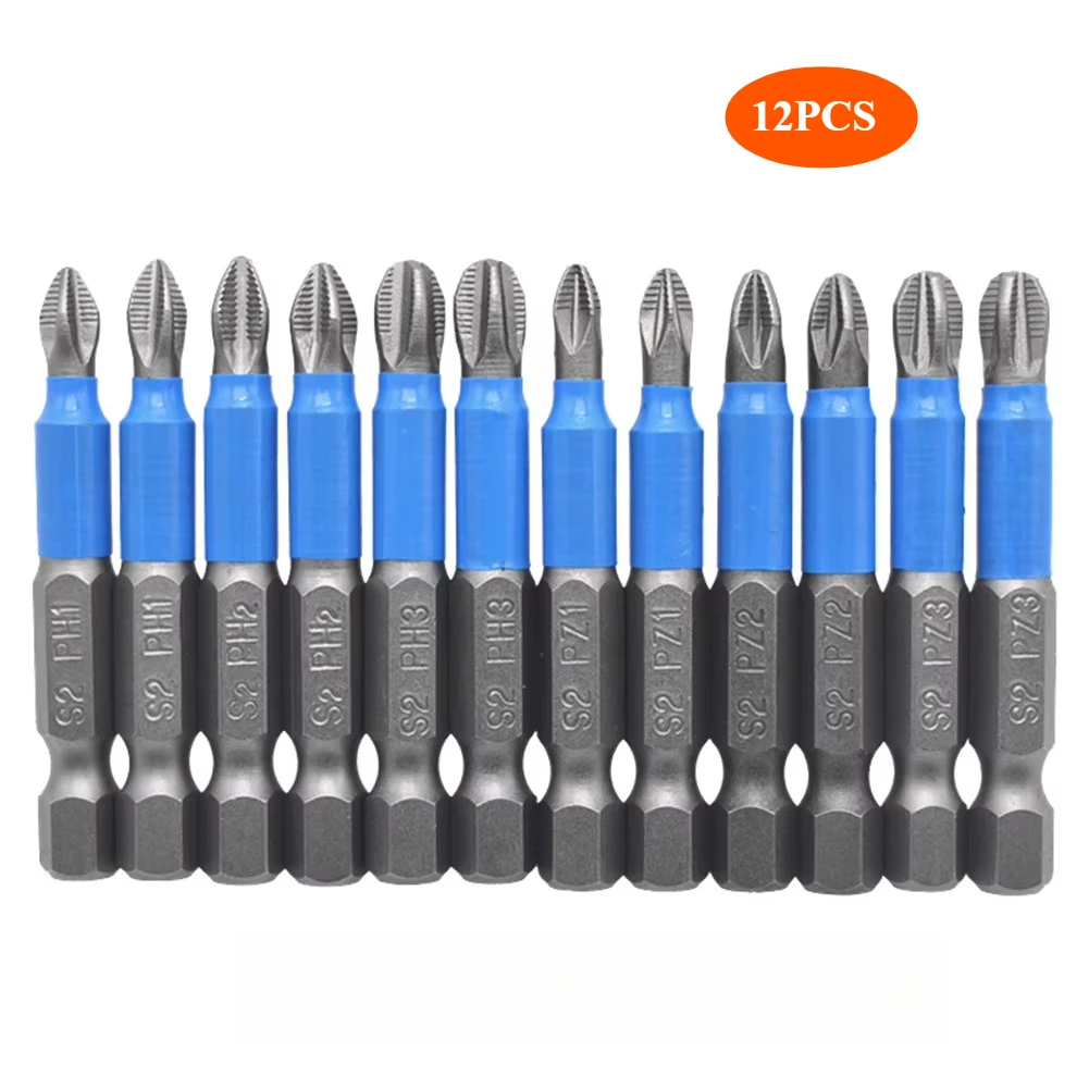12Pcs S2 Steel Magnetic Screwdriver Bits with Box PZ1 PZ2 PZ3 PH1 PH2 ...