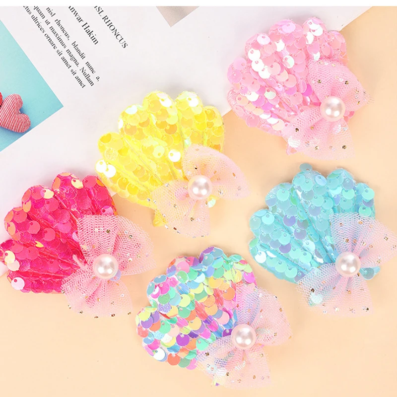 10Pcs-5-5-5CM-Sequin-Shell-Padded-Appliques-For-Baby-Clothes-Sock-Hat ...