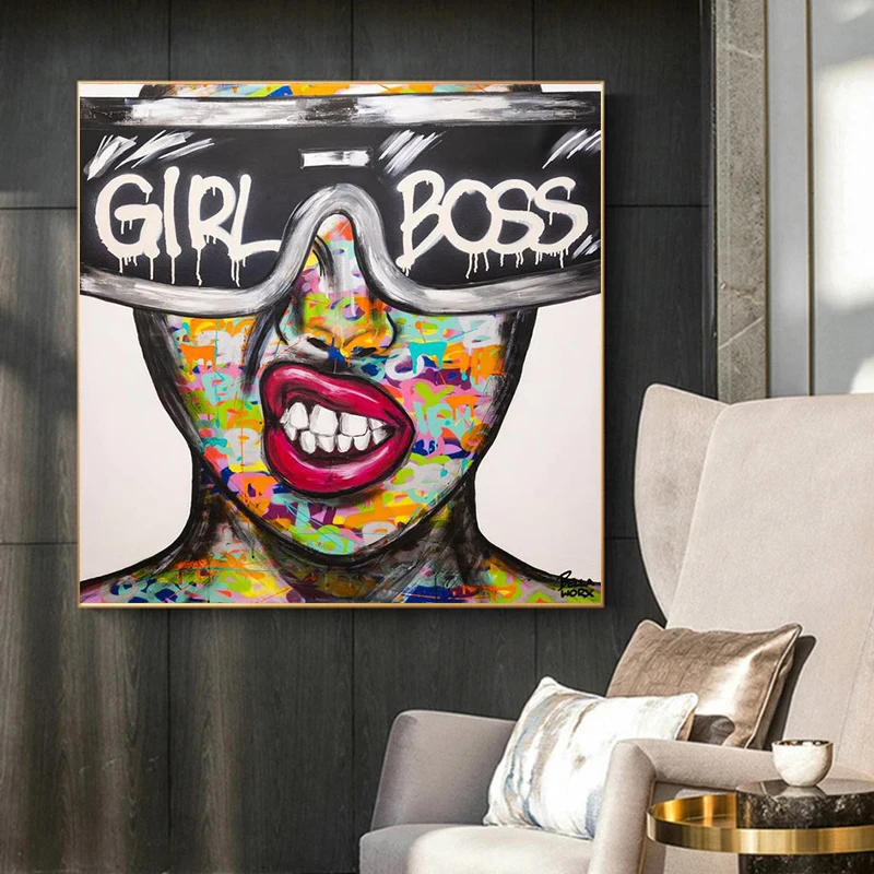 Modern-Graffiti-Street-Art-Canvas-Paintings-Girl-Boss-Posters-and ...