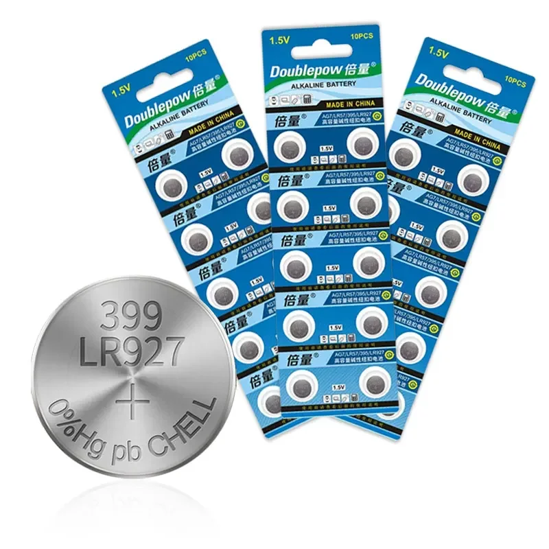 Doublepow-LR927-AG7-Sr927sw-Button-Batteries-Alkaline-399-395-LR57-395A ...