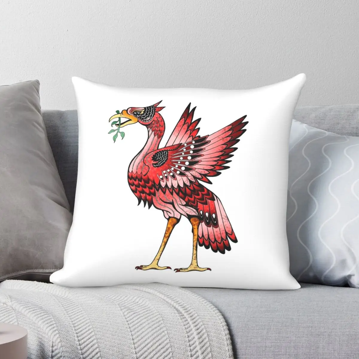 Liverpool Liver Bird Red Square Pillowcase Polyester Linen Velvet ...