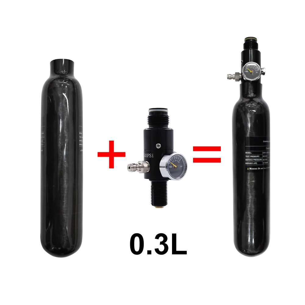 Cilindro de fibra de carbono de 300Bar 4500psi 300cc, tanque HPA de 0,3l, botella de aire ...