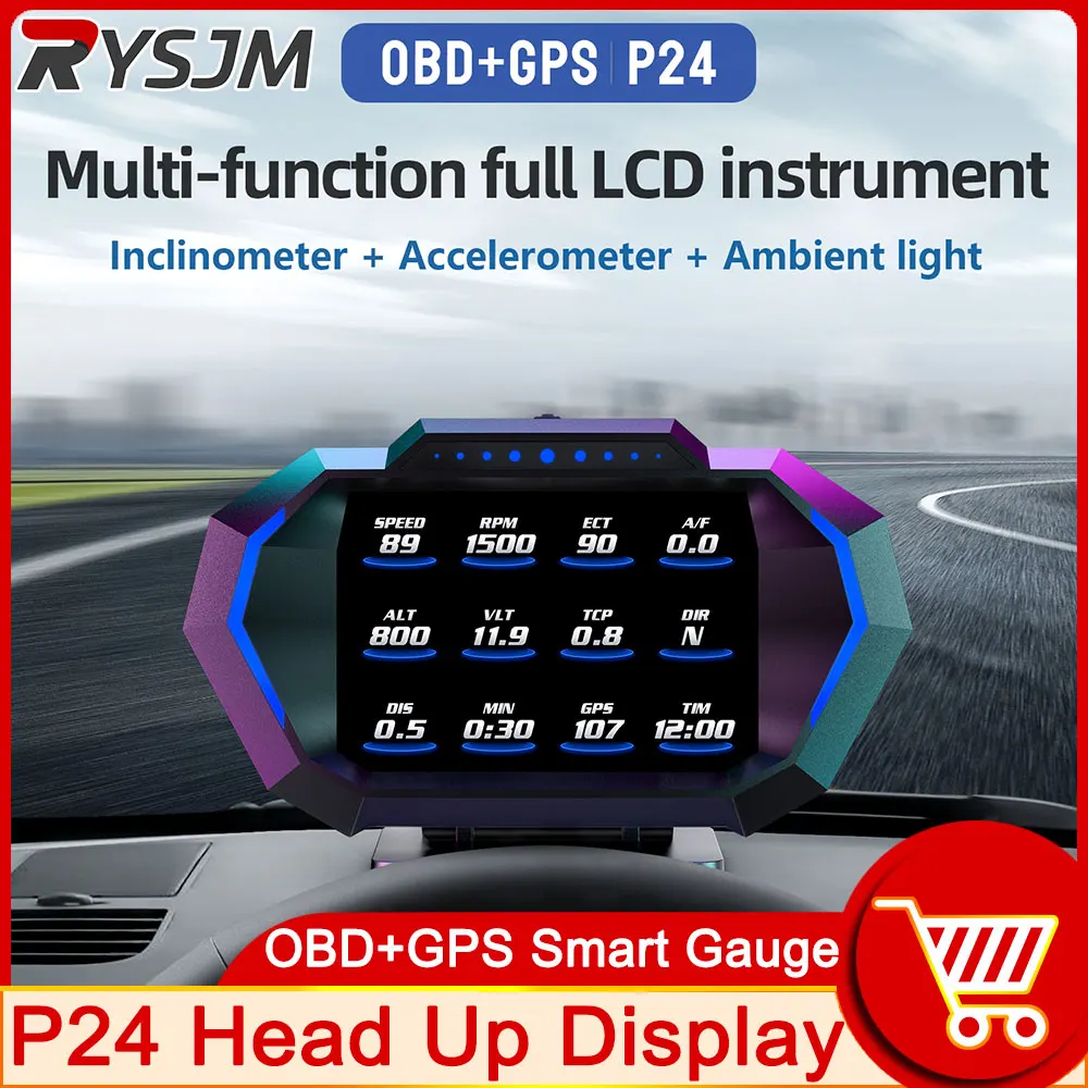 P24 OBD2 HUD Car on-Board Computer Auto Digital Computer Display OBD 2 ...
