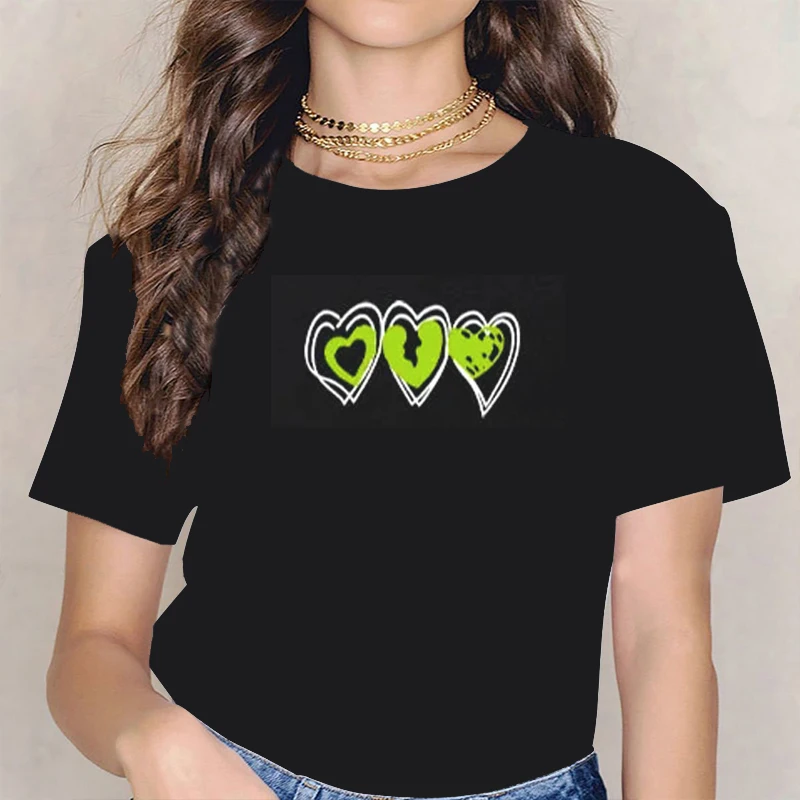 Fashion-Heart-Print-T-Shirt-Short-Sleeve-Crew-Neck-Daily-Casual ...