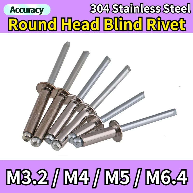 Rivets aveugles creux à tête ronde en acier inoxydable, rivets auto ...