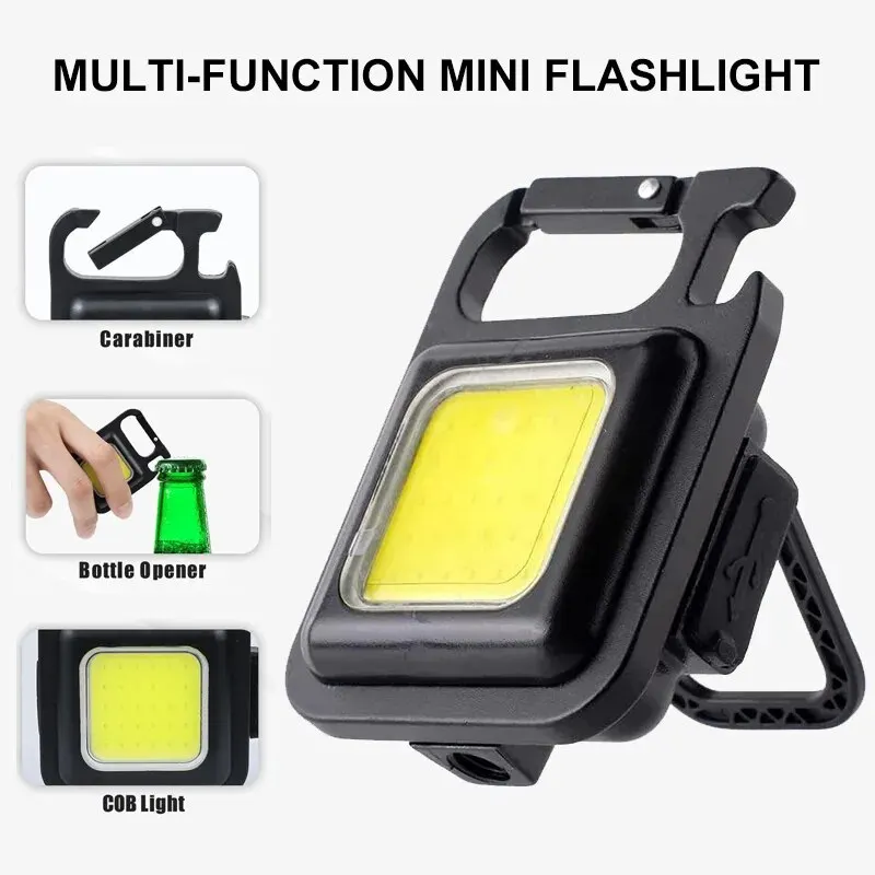 Mini-LED-Portable-Keychain-Flashlight-Multifunction-COB-Work-Light-USB ...