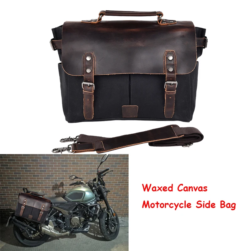 Waterproof-Side-Bag-Motorcycle-Canvas-Haversack-Knight-Saddle-Bag ...