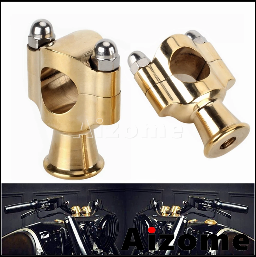 Motorcycle Risers 25mm 1" Vintage Brass Handle Bar Clamp Low Handlebar ...