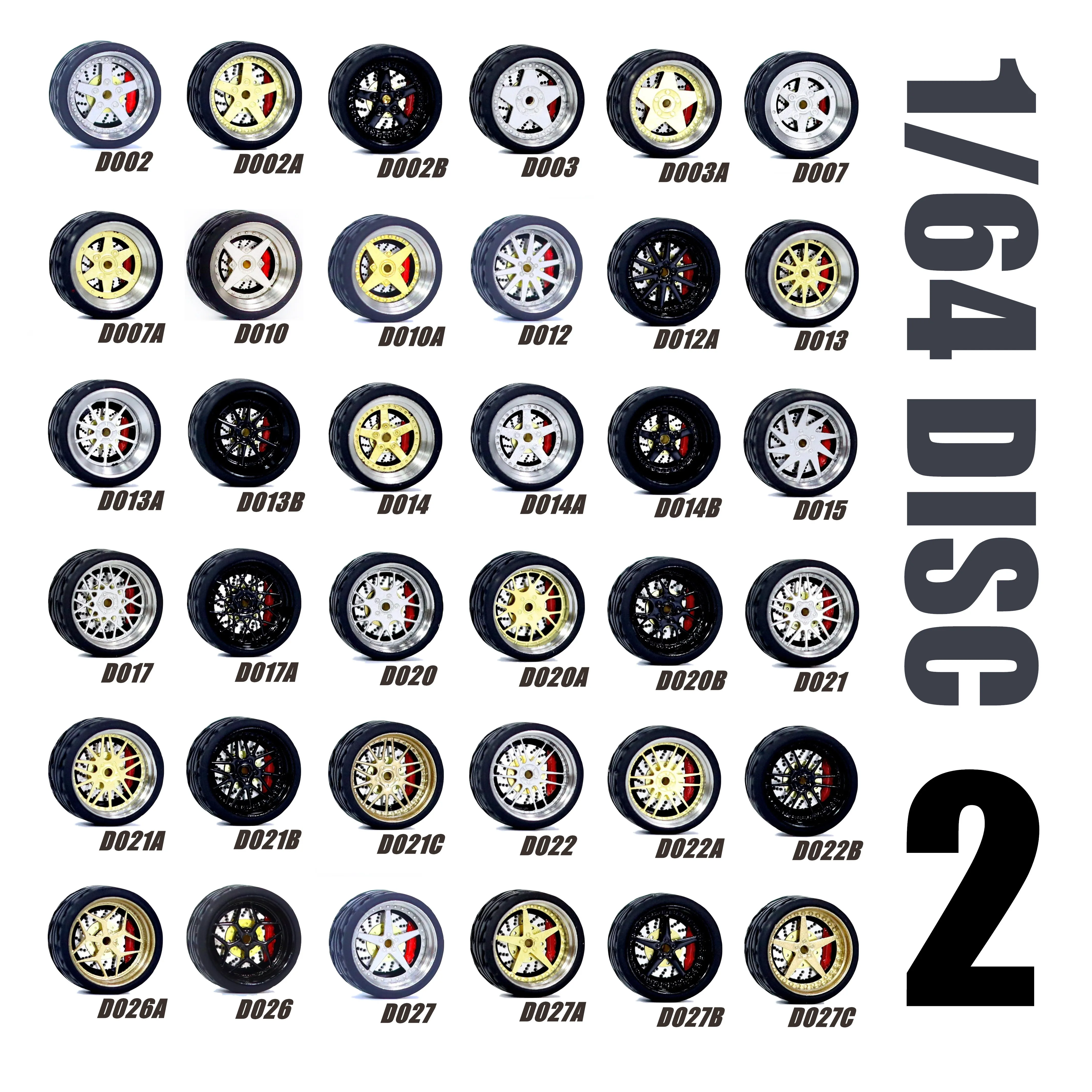 Carlomo 1/64 Wheels for Model Car D-Class Detail-up Sets With Rubber Tires Breaks Assembly Rims ...