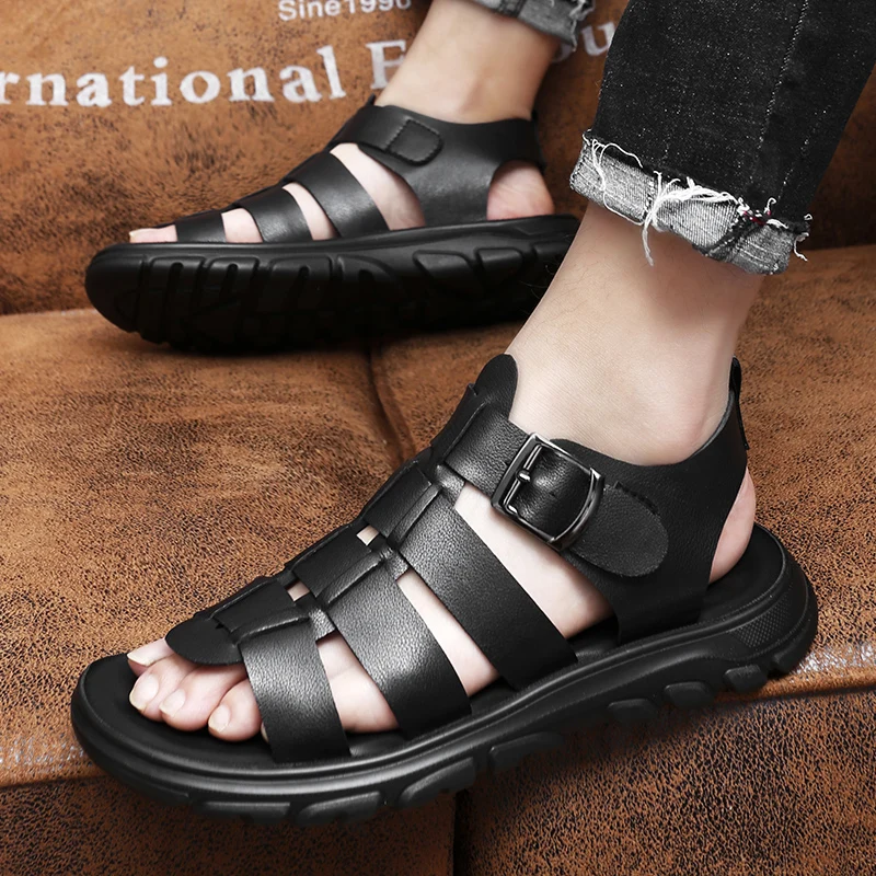 FashionableGenuine-leather-summer-beach-men-s-sandals-Outdoor-Walking ...