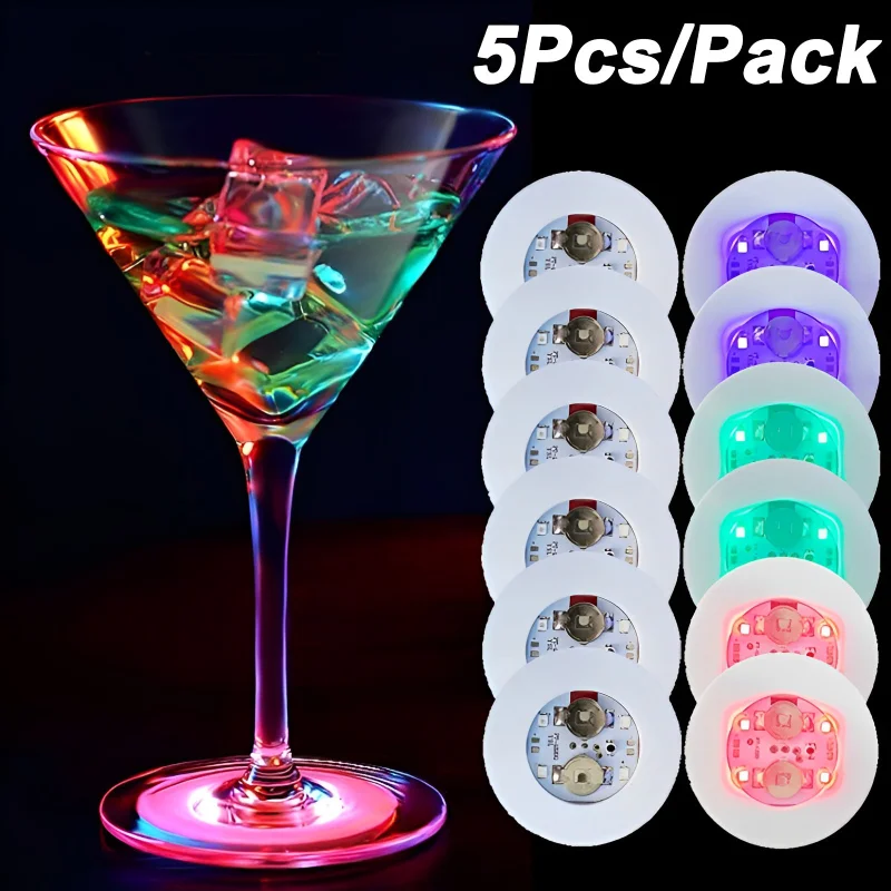 5/1pcs Luminous Bottle Stickers Lights 6cm LED Coaster Lamps for Xmas ...
