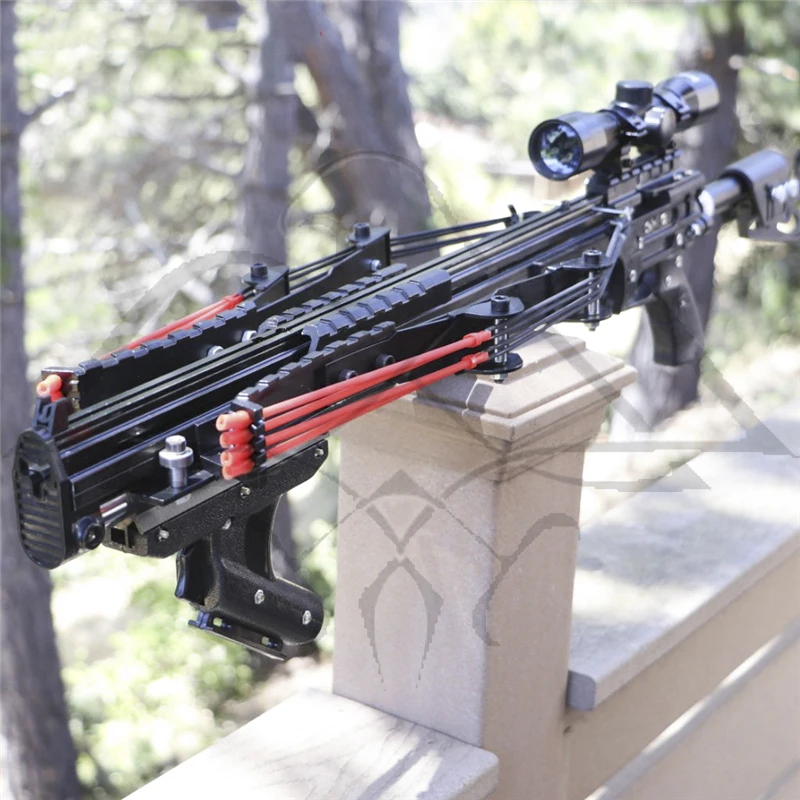 New-Powerful-Slingshot-Rifle-Metal-Hunting-Catapult-Continuous-Fire-40 ...