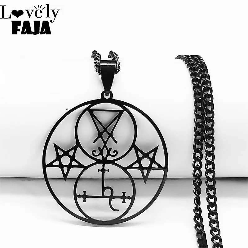 Lilith-Pentacle-Sigil-of-Lucifer-Church-Necklace-Stainless-Steel-Satan ...