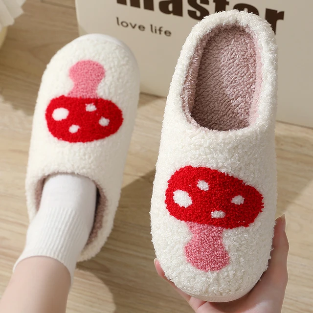 Pantuflas De Casa Con Patrón De Setas Bonitas Para Mujer,