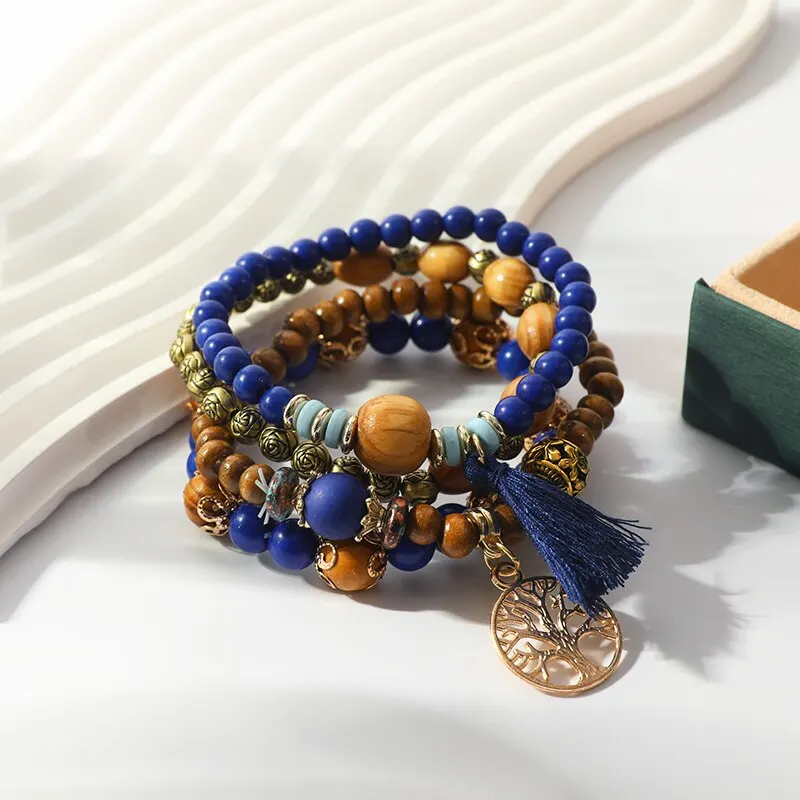 4pcs Vintage Bracelet Ladies Light Luxury Style Multi Color System ...