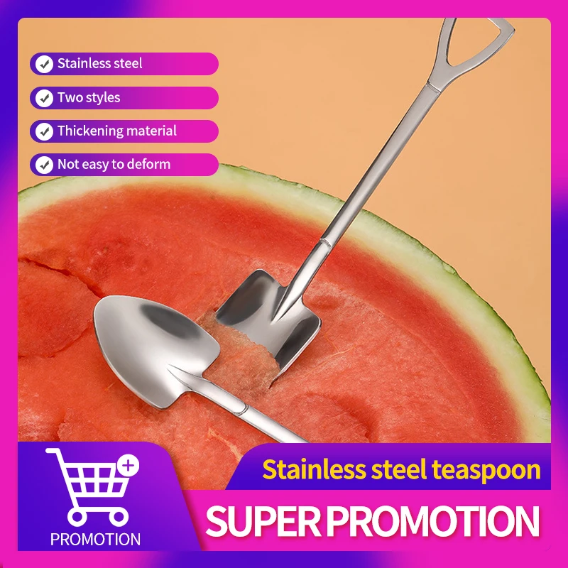 스테인레스 스틸 스푼 크리에이티브 커피 스푼 아이스크림 디저트 식기 숟가락 커트러리 세트 4 개 Aliexpress