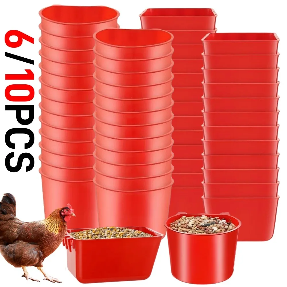 6/10PCS Chickens Feeder Hanging Plastic Chicken Coop Feeding Drinking ...