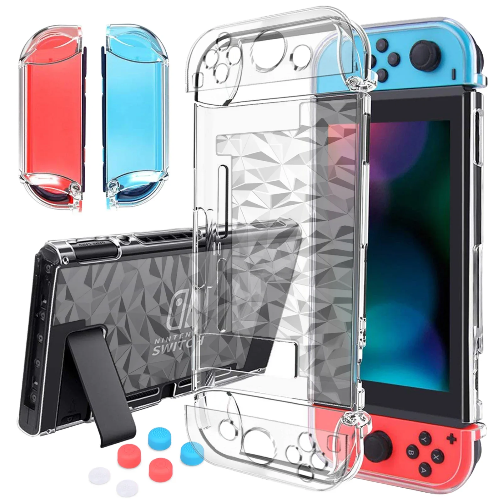 1pc-Nintendo-Switch-Transparent-Diamond-Pattern-Protective-Case-for ...