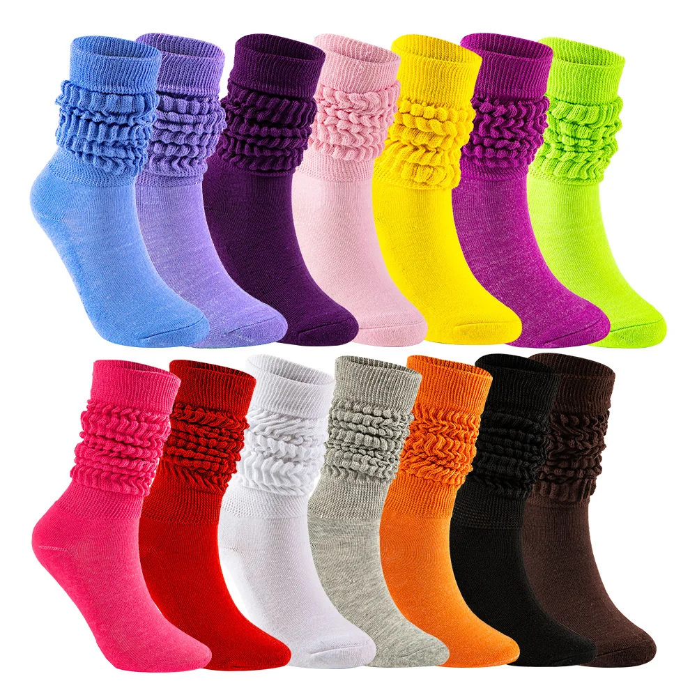 Socks Scrunchy Loose Slouch For Women 2024 Long Candy Colors Stacked ...