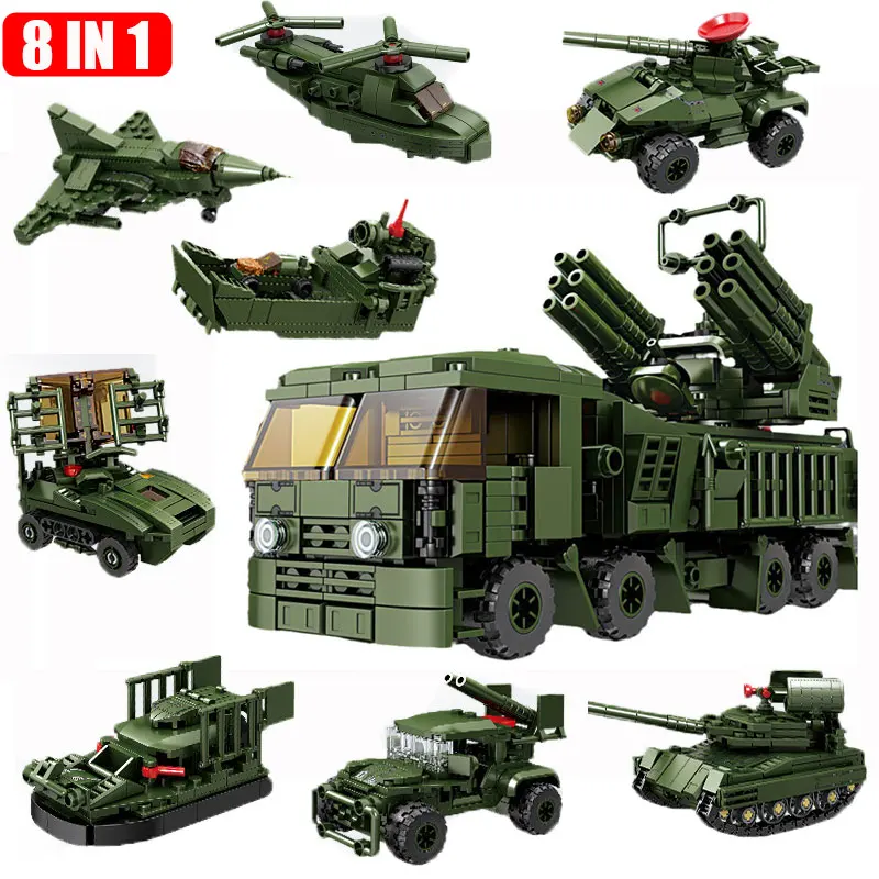 8IN1-Military-ww2-Cannon-Tank-Airplane-Building-Block-Transport ...