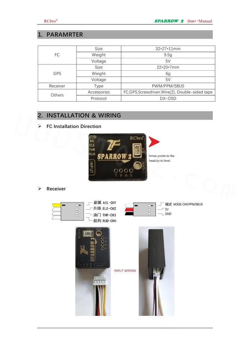 Lefei V2 Sparrow Stabilisation de retour à la maison à 6 axes avec mod ...