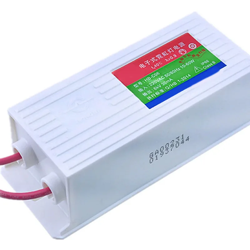 HB-C06 60W Power Supply Neon Light Transformer Electronic Ballast with ...