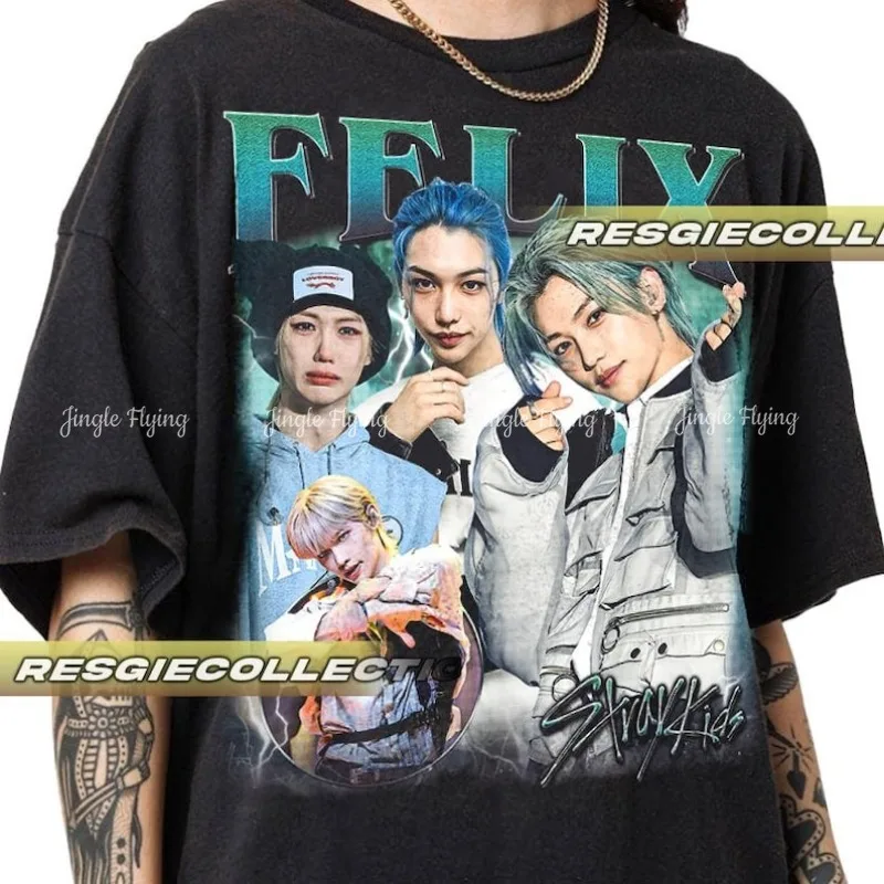 Limited Felix Korean Pop Tshirt Vintage Unisex Shirt - AliExpress 200000343