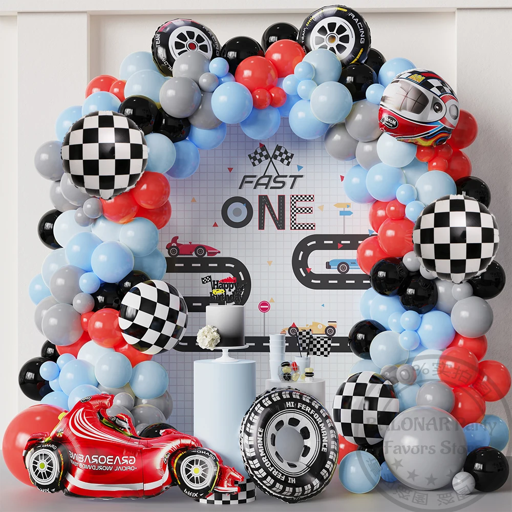 1Set-Racing-Car-Theme-Balloon-Garland-Arch-Kit-Tyre-Helmet-Foil-Globos ...
