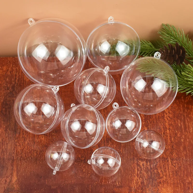 4-10CM Christmas Transparent Ball Plastic Fillable Bauble Xmas Tree ...
