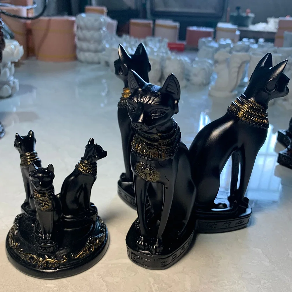 Triple-Cats-Ancient-Egypt-Anubis-God-Cat-Statue-Crystal-Ball-Base-Resin ...