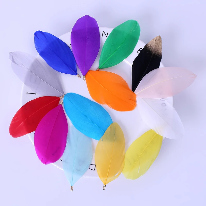 Penas de ganso natural 6-8cm tingido pena colorido clipe pluma para diy ...