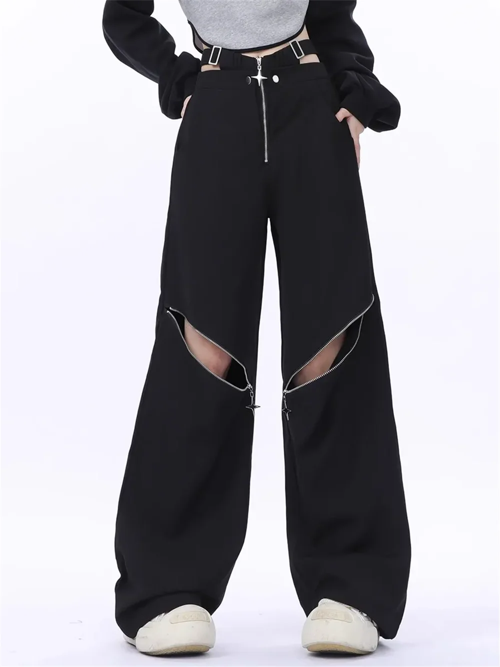 Y2k-Summer-Black-Cargo-Pants-Women-Casual-Original-Retro-Multi-Zip ...