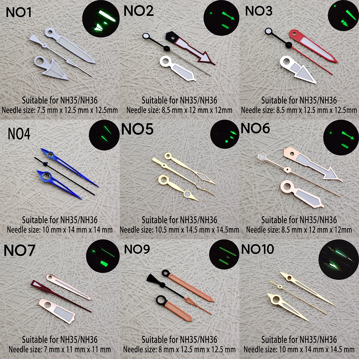 Watch-Hands-NH35-Hands-NH36-Hands-Green-Luminous-Hands-Second-Hands ...