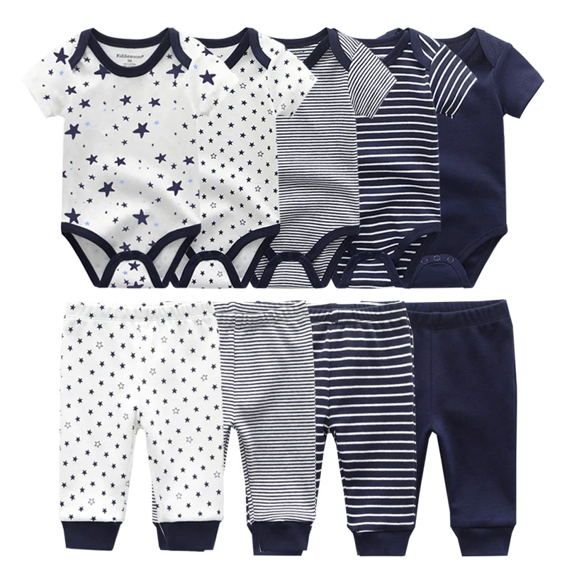 Baby Clothes Newborn Boy Girl Bodysuits And Pants Outfits Toddler Baby ...