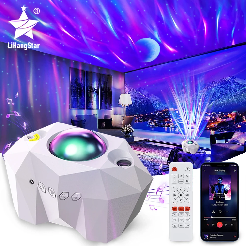 Led 북극 별빛 프로젝터 블루투스 음악 스피커 오로라 프로젝션 램프 어린이 침실 천장 분위기 야간 조명